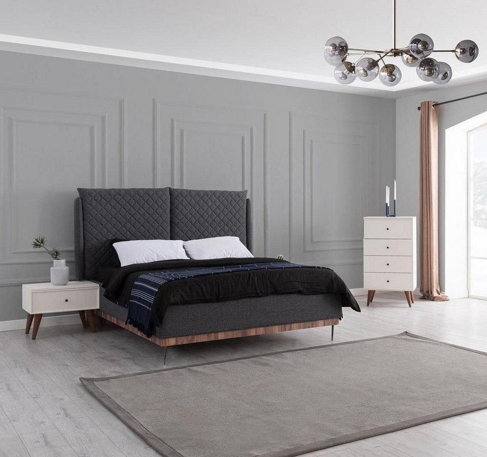 Jvmoebel Schlafzimmer Set Modern Schlafzimmer Set Grau Doppelbett Weiße