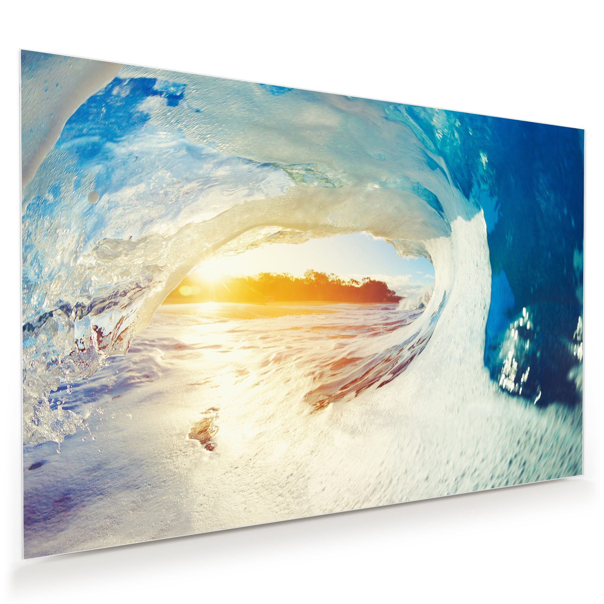 Primedeco Glasbild Wandbild Wilde Welle mit Aufhängung