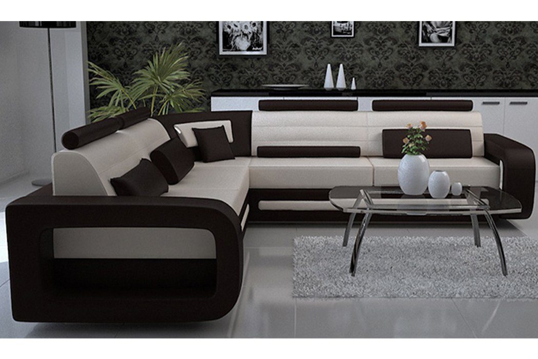 JVmoebel Ecksofa Ecksofa Polster Couch Leder Ecksofa Wohnlandschaft L ...