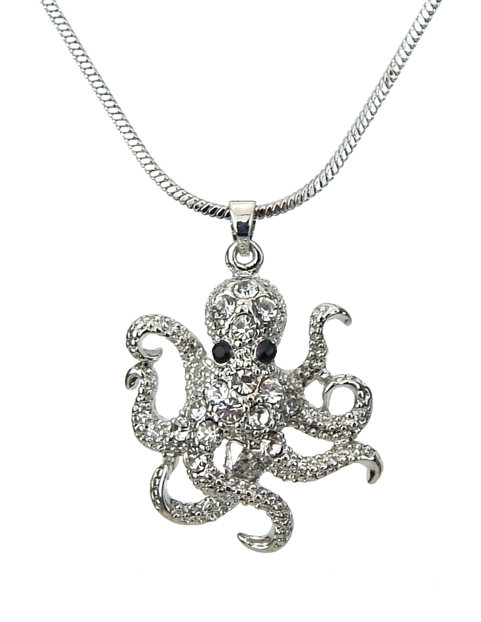 Ella Jonte Kette Mit Anhänger Halskette Octopus Krake Silber Strass