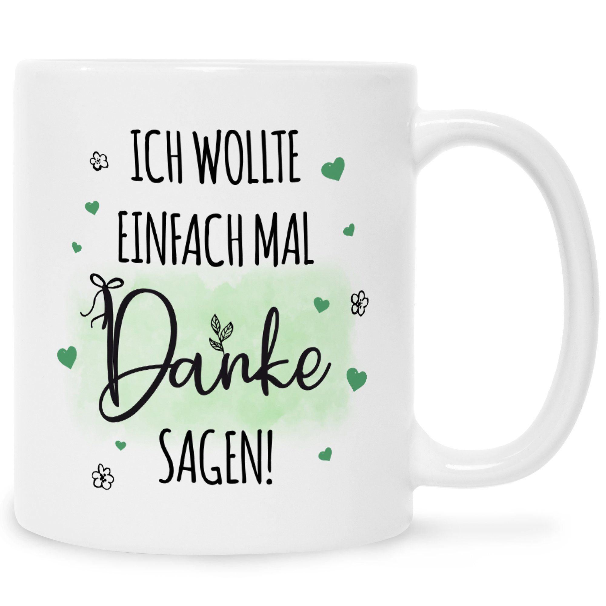 GRAVURZEILE Tasse mit Spruch - Wollte einfach mal danke sagen, Keramik, Farbe: Weiß
