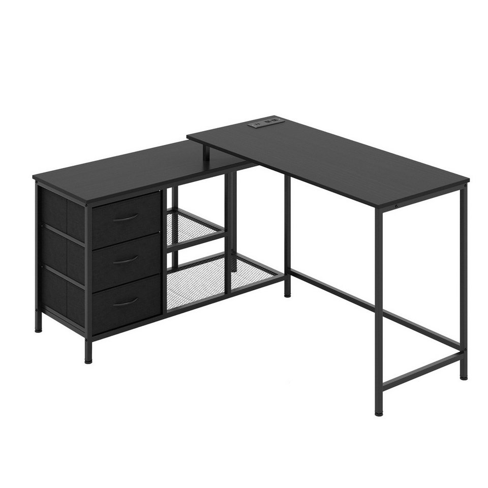 Costway Eckschreibtisch Reversibler Ecktisch Mit Steckdose And 3