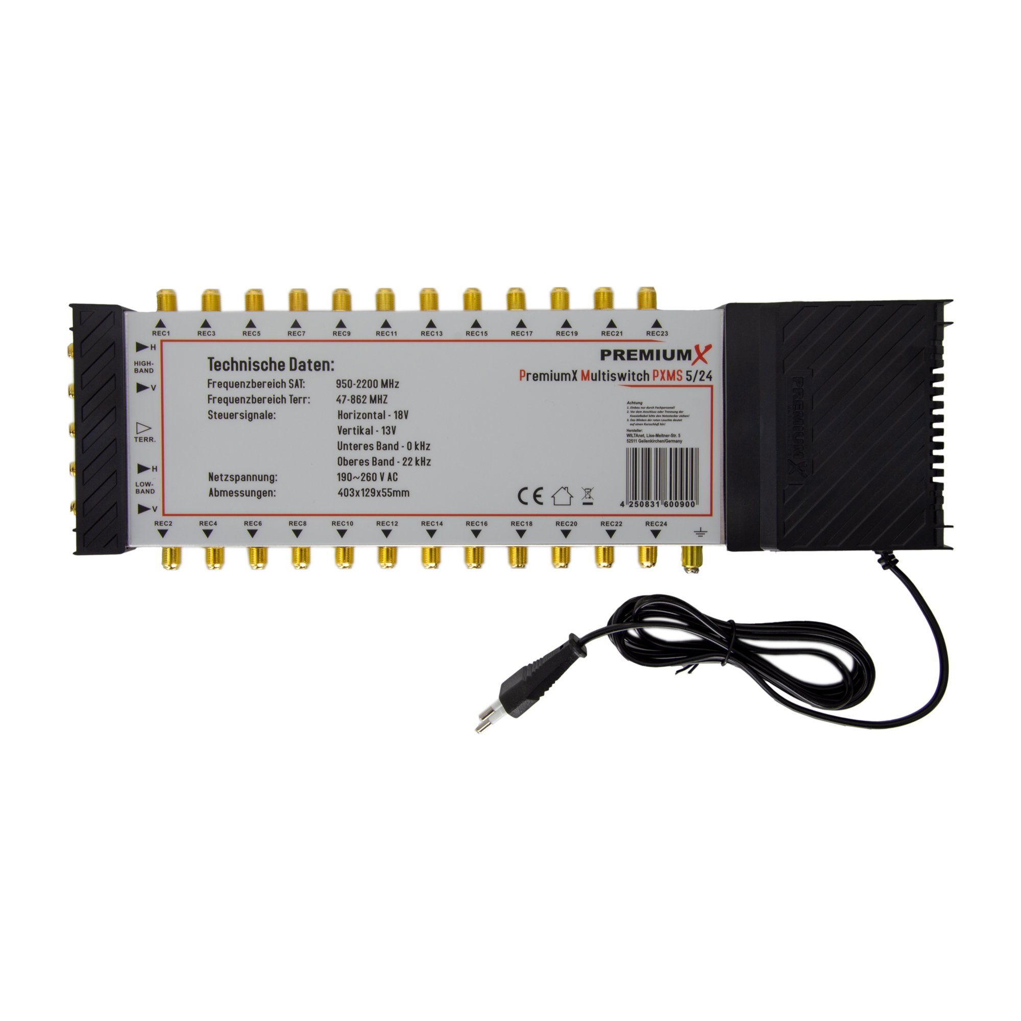 PremiumX Verteiler PXMS 5/24 Multischalter mit Netzteil Multiswitch 1 ...