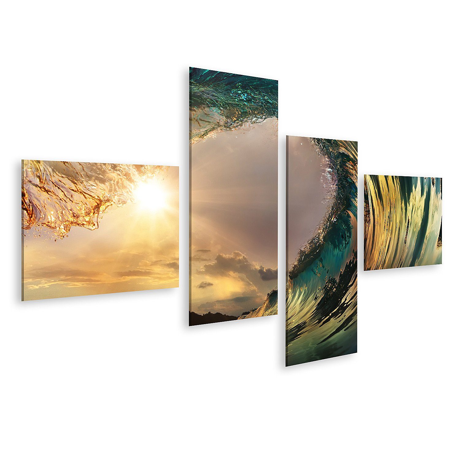 islandburner Leinwandbild »Bild auf Leinwand Schöne Ozean Surfen Welle bei Sonnenuntergang ...