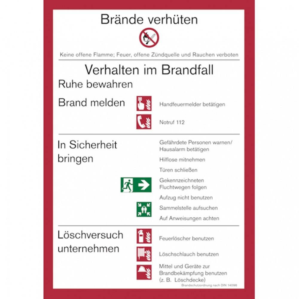 ᐅ König Werbeanlagen Hinweisschild Aushang, Brandschutzord., gem. DIN 14096, Gebäude mit ...
