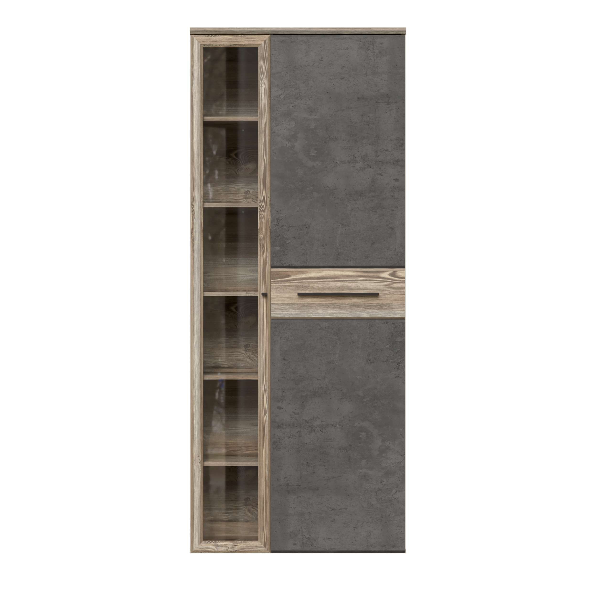 Stylefy Vitrine Mirdi Standvitrine Wohnmöbel Mit 1 Tür Und 1 Glastür