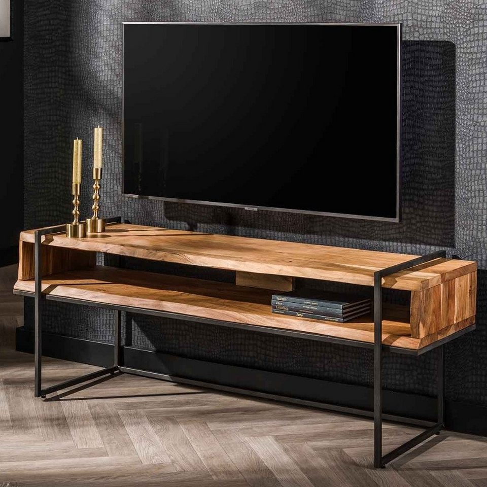 Ringo Living Sideboard Lowboard Maureen In Natur Dunkel Und Silber Aus