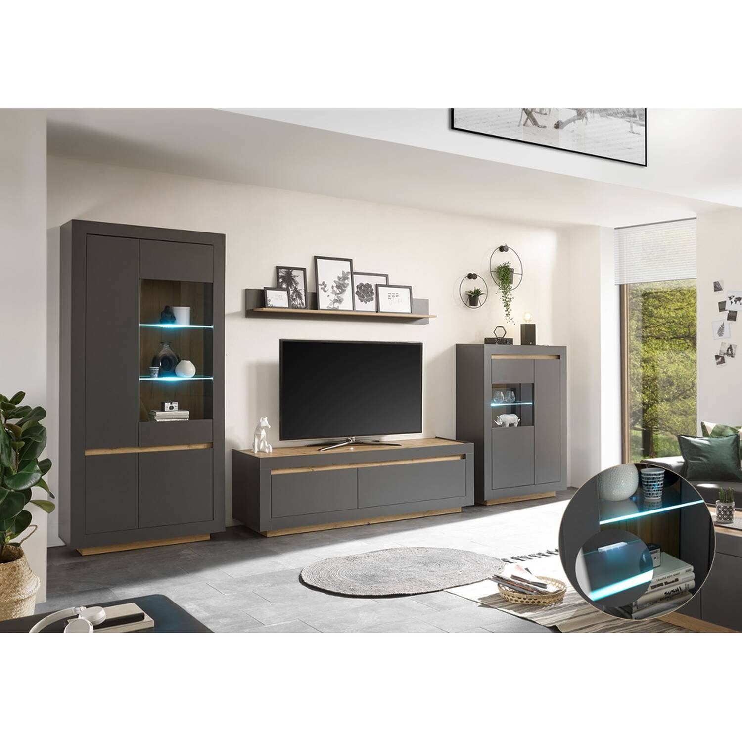 Lomadox Wohnwand Alfta 61 4 St 4 Tlg Anbauwand Set Inkl Led
