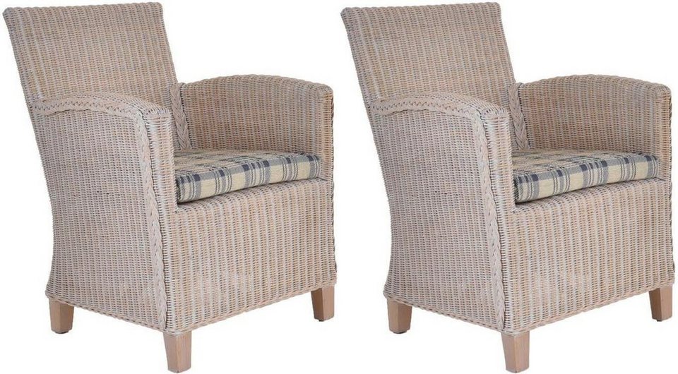 Krines Home Loungesessel 2er Set Loungesessel Carlo Rattan