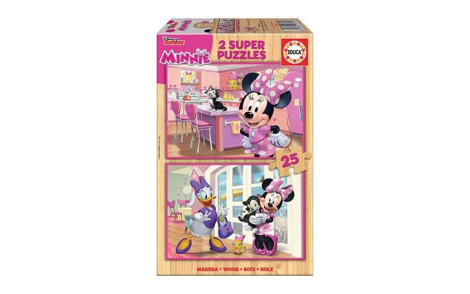 Educa Puzzle Minnie 2x25 Teile Holzpuzzle, Puzzleteile