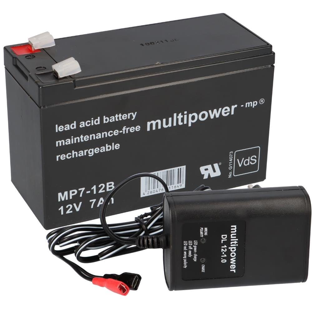 Multipower Multipower Blei-Akku MP7-12B Pb 12V 7Ah + Ladegerät Bleiakkus