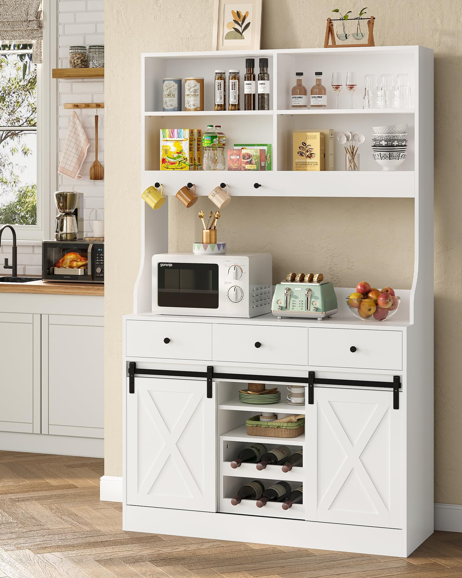Msmask Küchenbuffet Küchenschrank Sideboard Mehrzweckschrank Mit Led