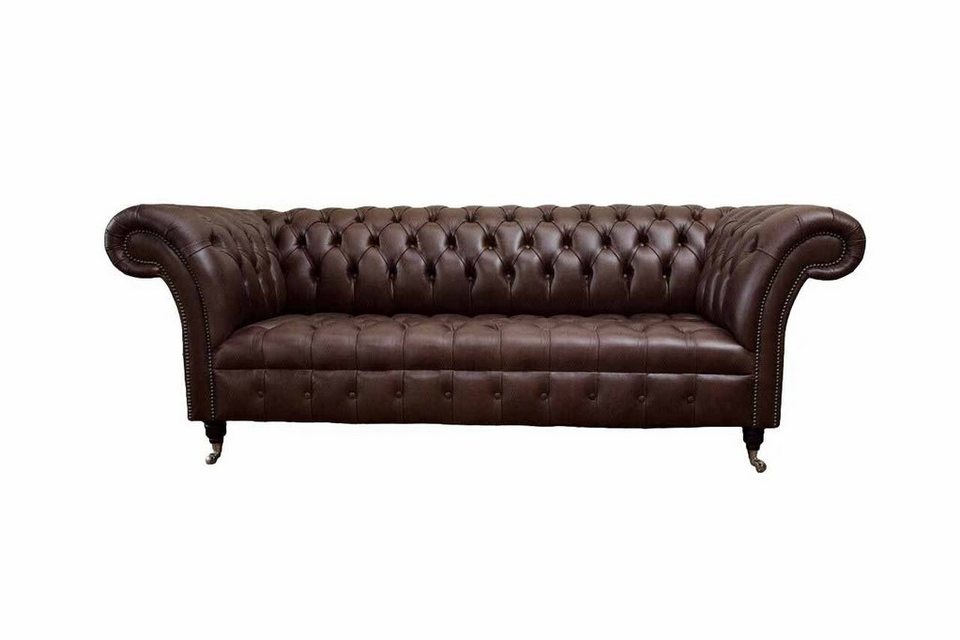Jvmoebel Sofa Sofa 3 Sitzer Chesterfield Ledersofa Wohnzimmer