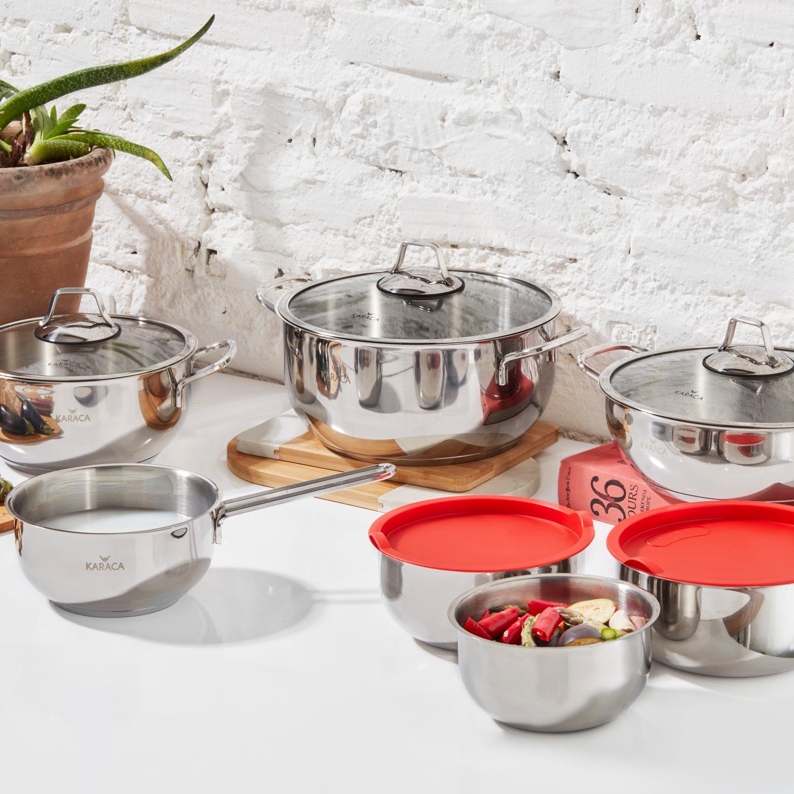 Karaca Kochtopf Karaca 13 Tlg Kochen Und Aufbewahren Topf Kochtopf