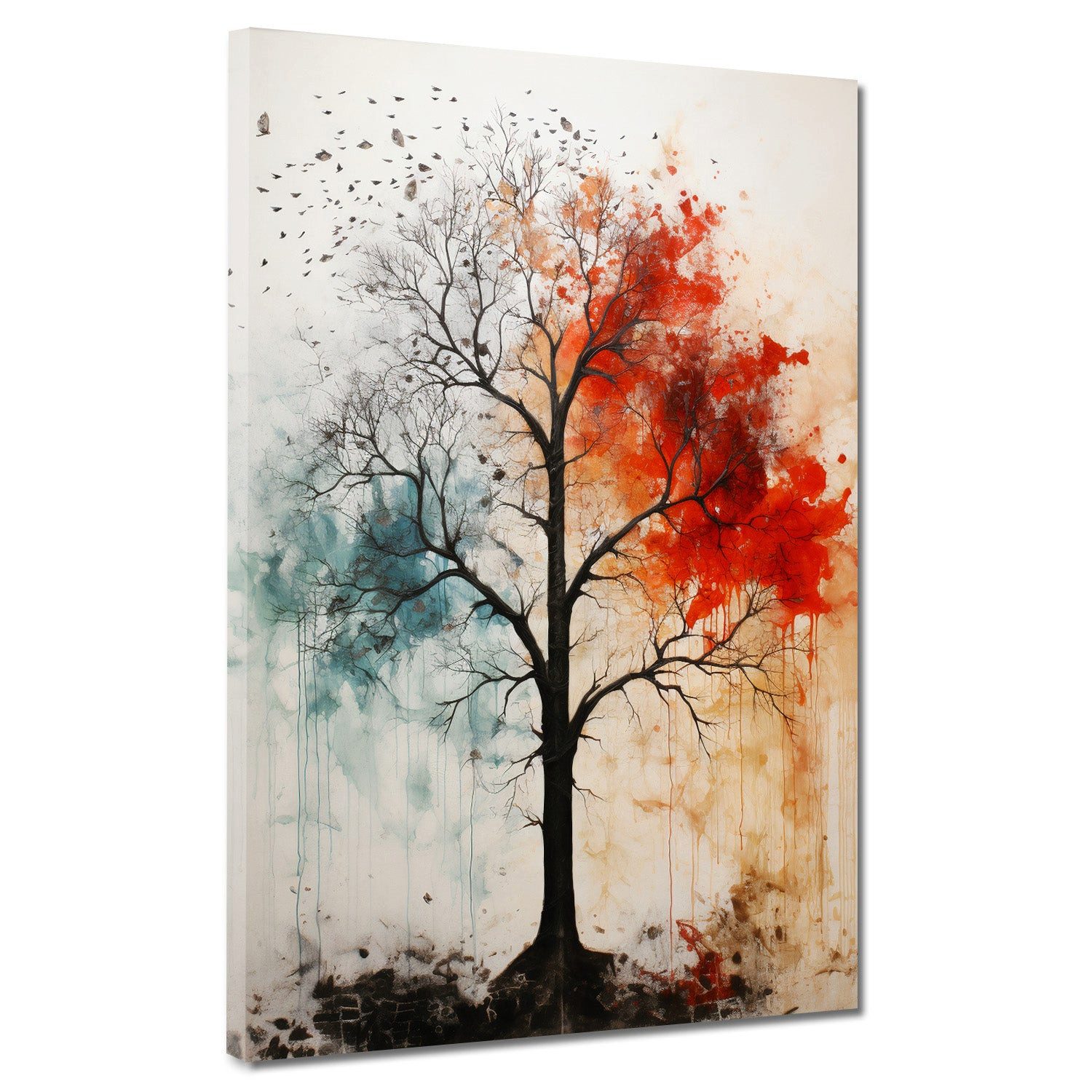 Artedinoi Leinwandbild Baum Im Herbst Und Winter Leinwandbild Wandbild
