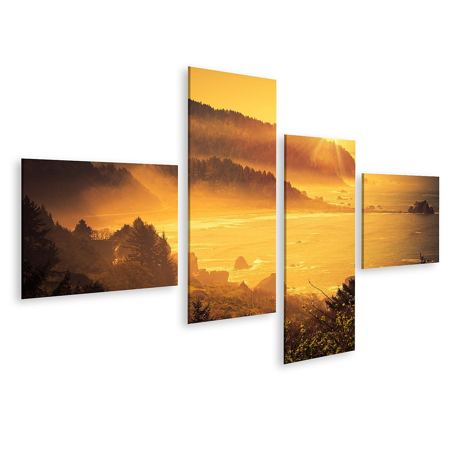 islandburner Leinwandbild Bild auf Leinwand California Coastal Sunset Shoreline Zwischen Crescen
