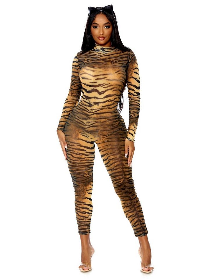 Forplay Kostüm Sexy Tiger Catsuit Kostüm Gefährlich Sexy Getigerter Hautenger Ganzkörperanzug