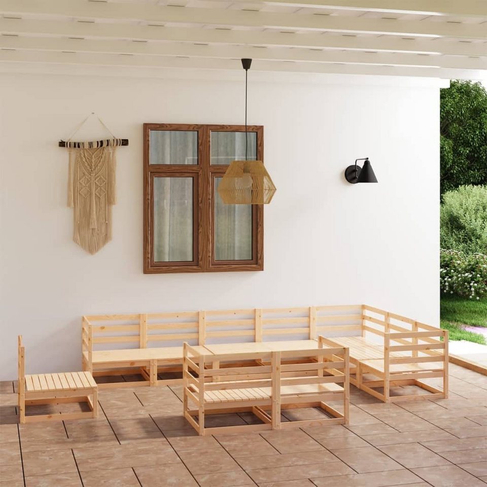 Vidaxl Gartenlounge Set 10 Tlg Garten Lounge Set Massivholz Kiefer 1