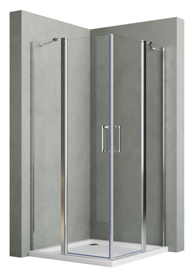 Hopibath Eckdusche 80x80 90x90 Duschkabine Eckeinstieg Falttür Mit
