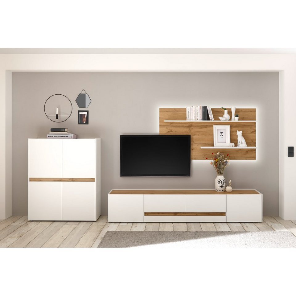 Lomadox Wohnwand Crisp 61 3 St 3 Tlg Wohnzimmer Kombination Mit