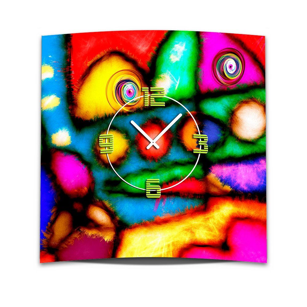 Dixtime Wanduhr Wanduhr Xxl 3d Optik Dixtime Bunte Flicken 50x50 Cm