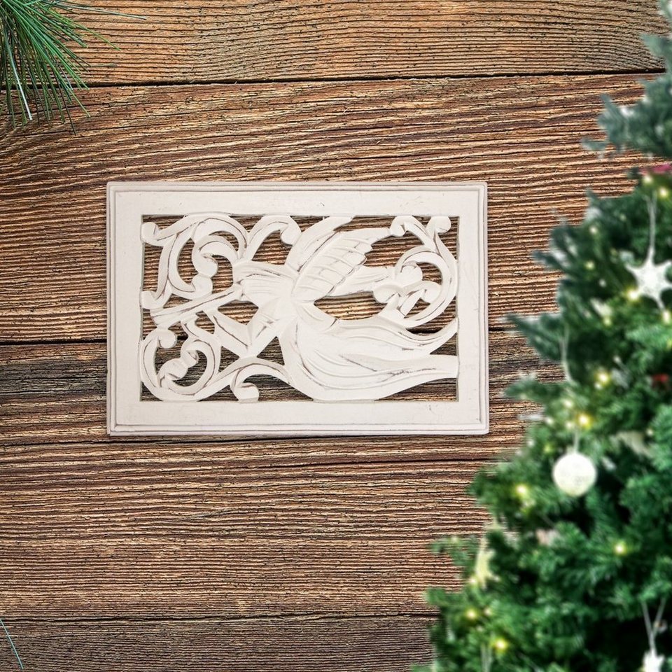 Antikas Wanddekoobjekt Wandornament Klein Weihnachten Engel Holz