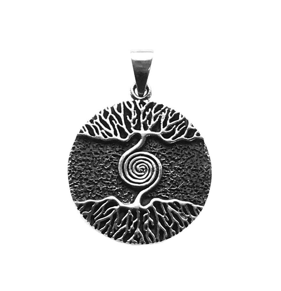 Saraswati Amulett Anhänger "Lebensbaum Spirale" Silber 925 3cm, 7,3g.