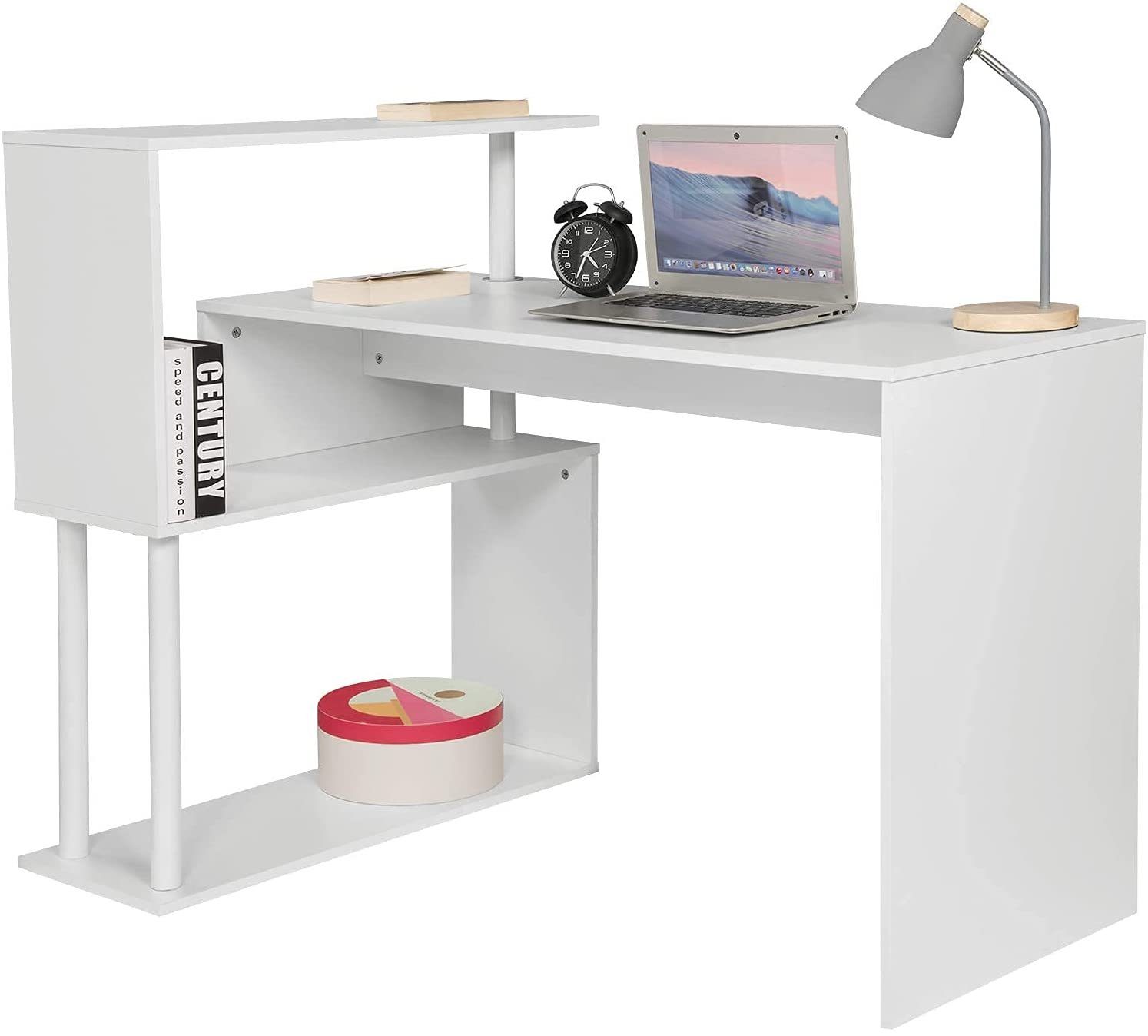 Woltu Schreibtisch 1 St Mit Seitlichen Ablagen Aus Mdf Stahl
