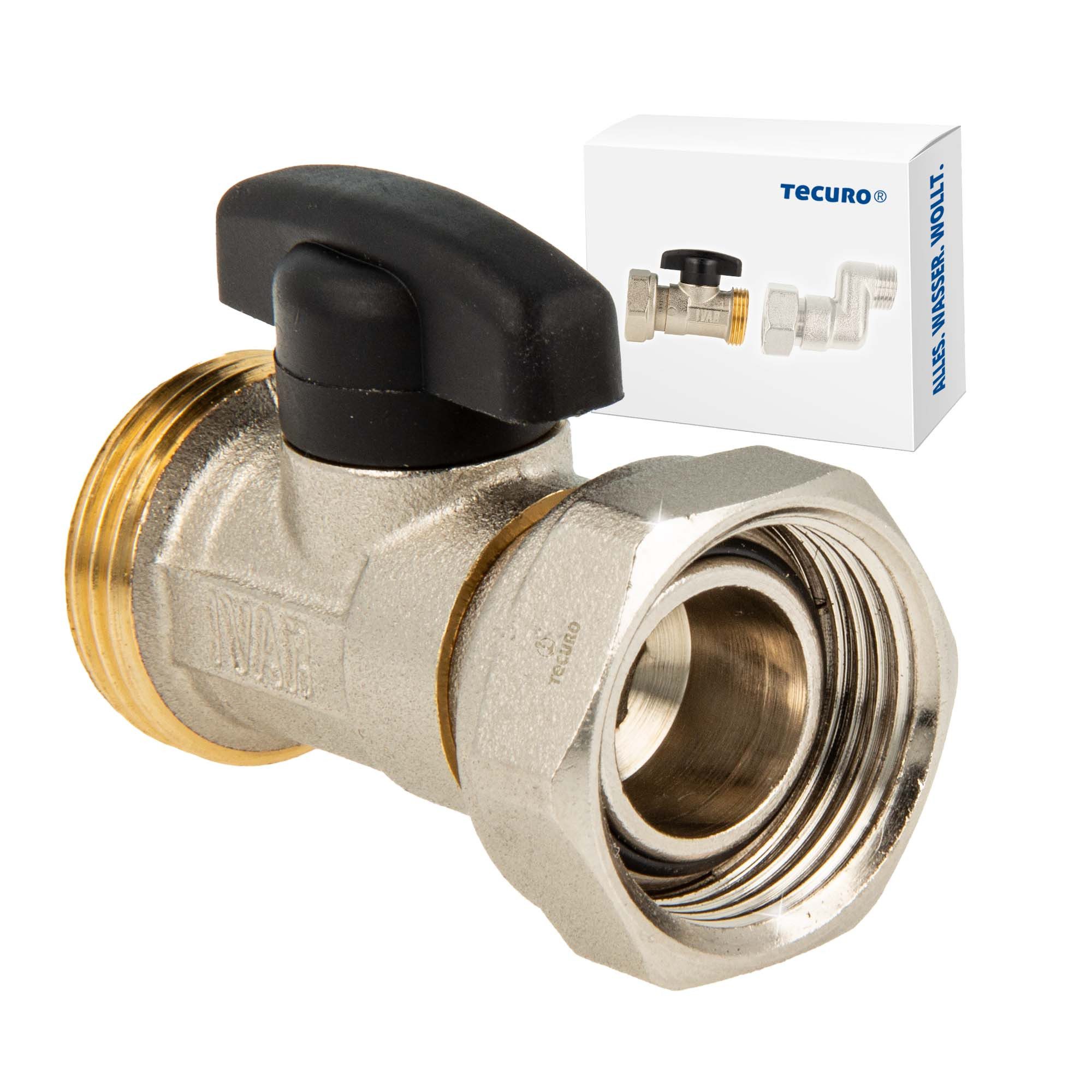 tecuro Kugelhahn Kugelventil mit Eurokonus 3/4 Zoll ÜWM x AG, DN 20, vernickelt