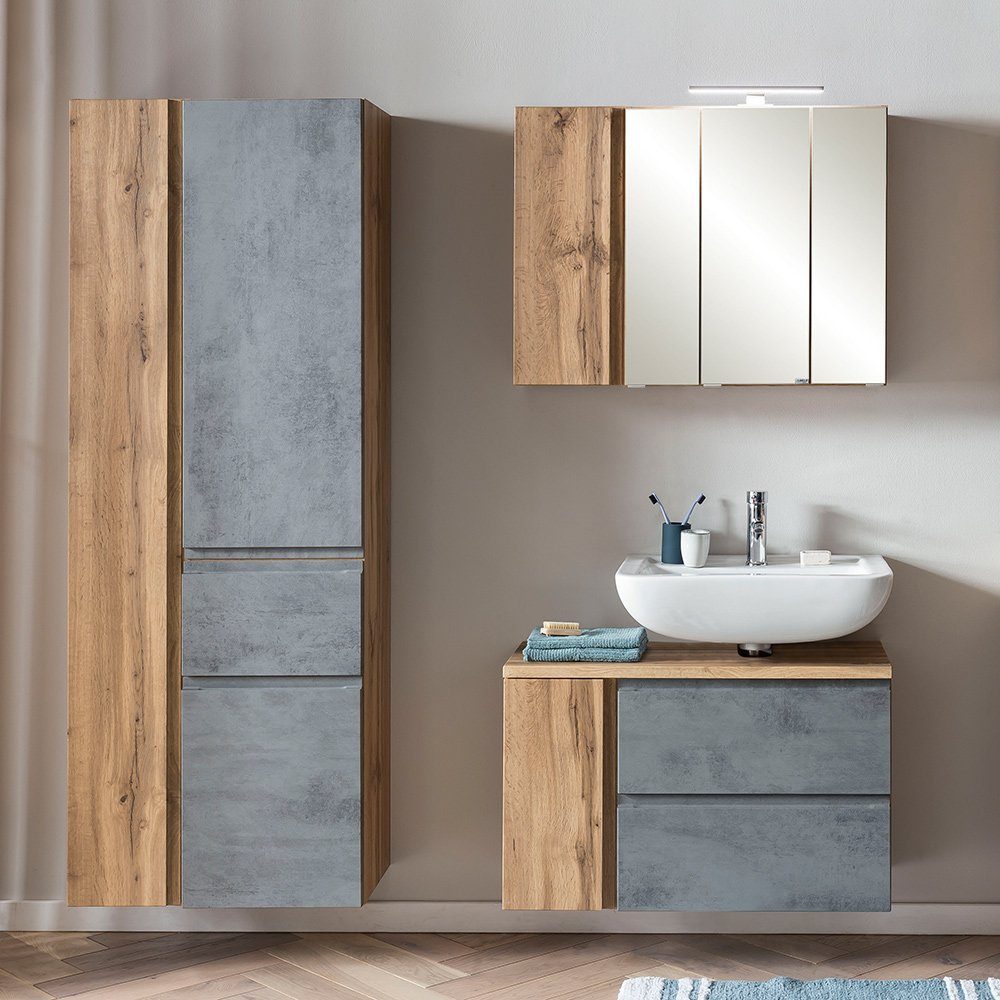 Lomadox Badmöbel Set Vasto 03 Concrete Spar Set 3 St Stehend Oder