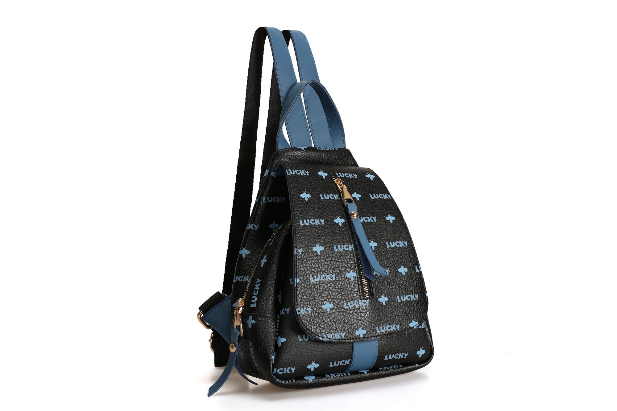lucky bees Rucksack LKB1536, Schwarz, Rucksäcke, 100% Polyvinylleder