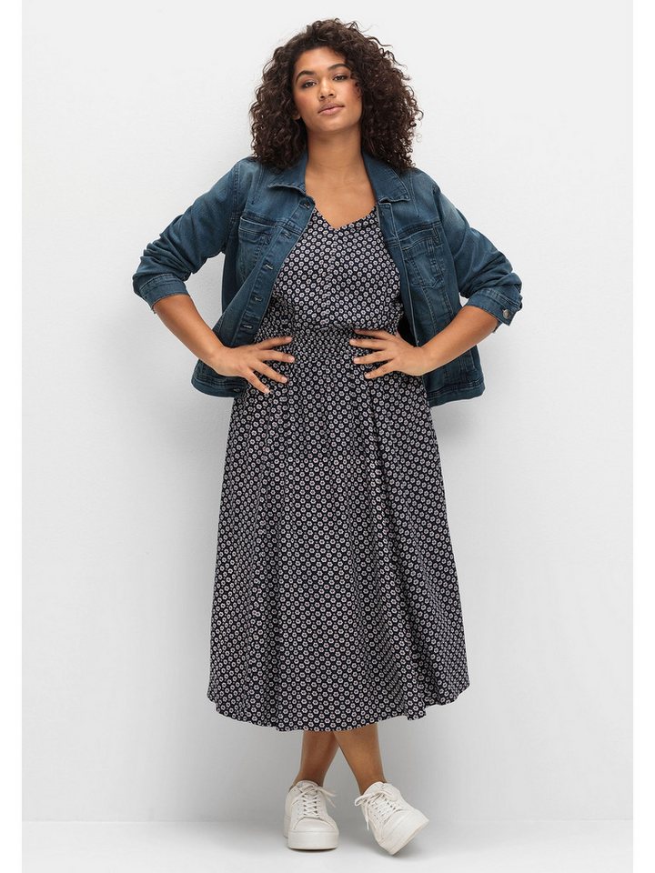 Sheego Druckkleid Große Größen Mit Minimalprint Und Smokbund