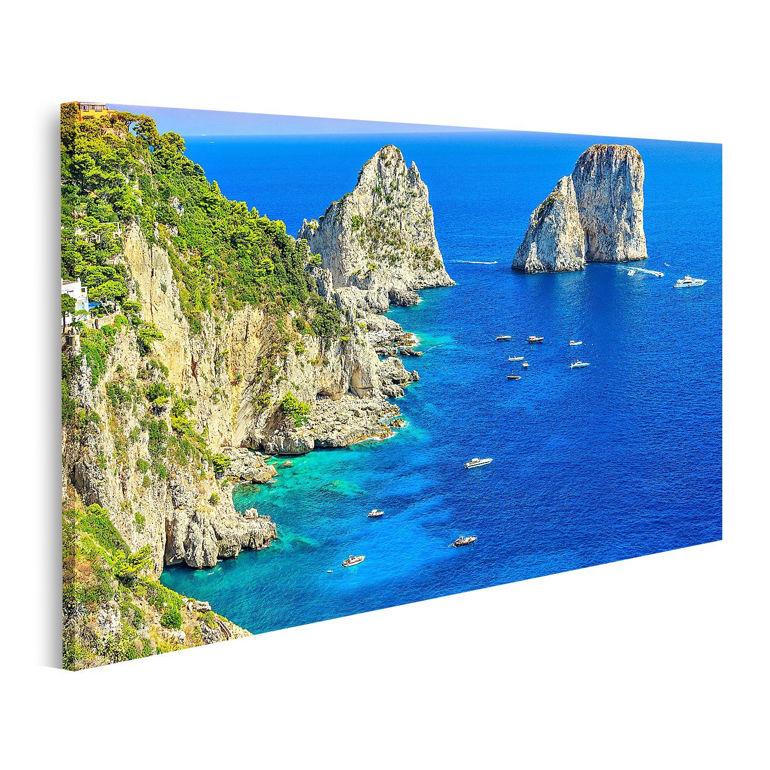 islandburner Leinwandbild »Bild auf Leinwand Faraglioni Cliffs Panorama und das majestätische ...