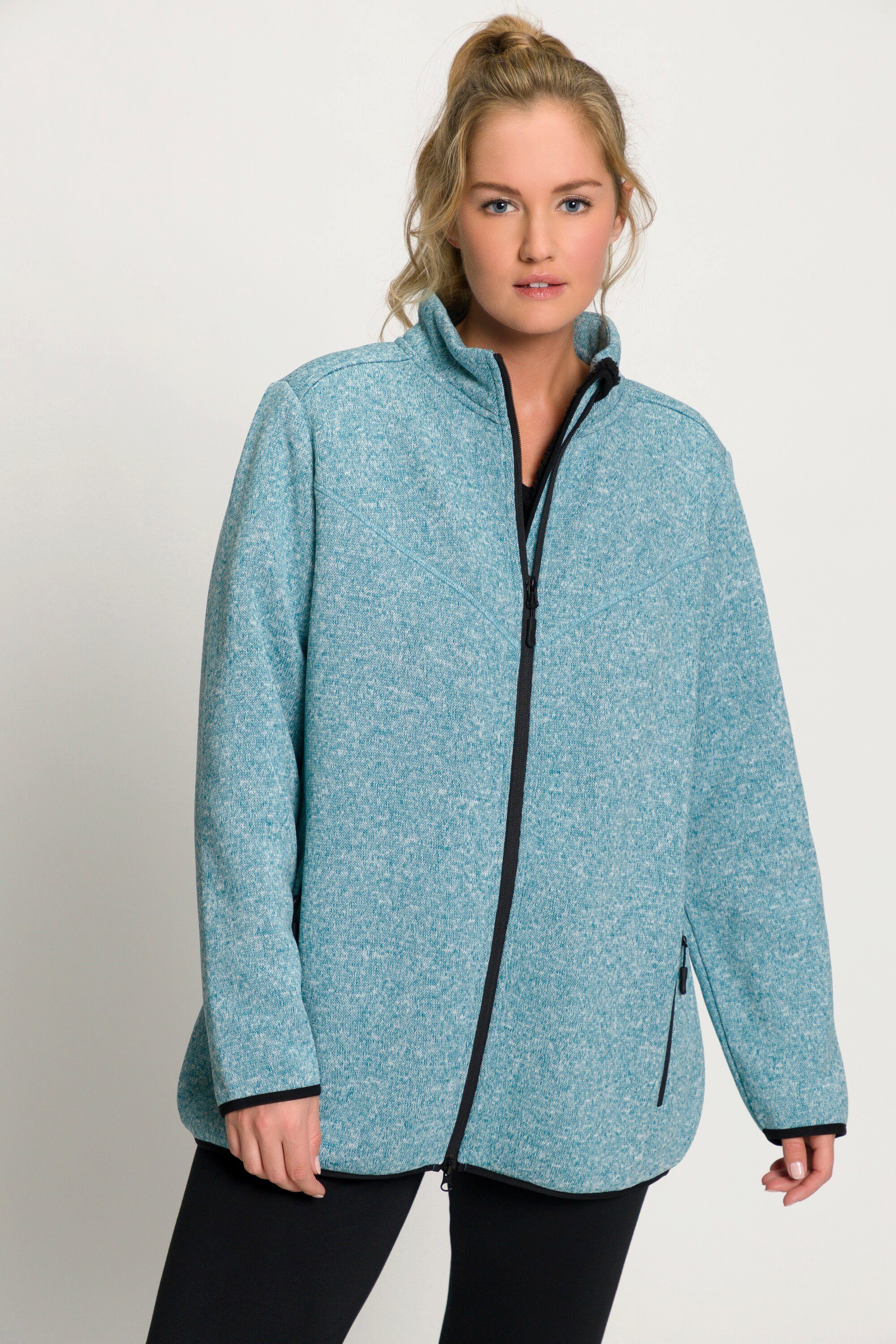 Ulla Popken Sweatjacke Strickfleece Jacke Teddyfutter 2 Wege Zipper