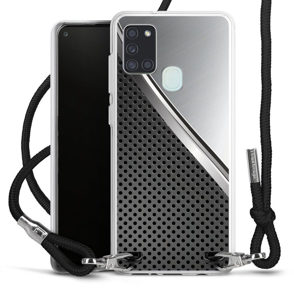 DeinDesign Handyhülle Carbon Stahl Metall Duo Metal Surface, Samsung Galaxy A21s Handykette ...