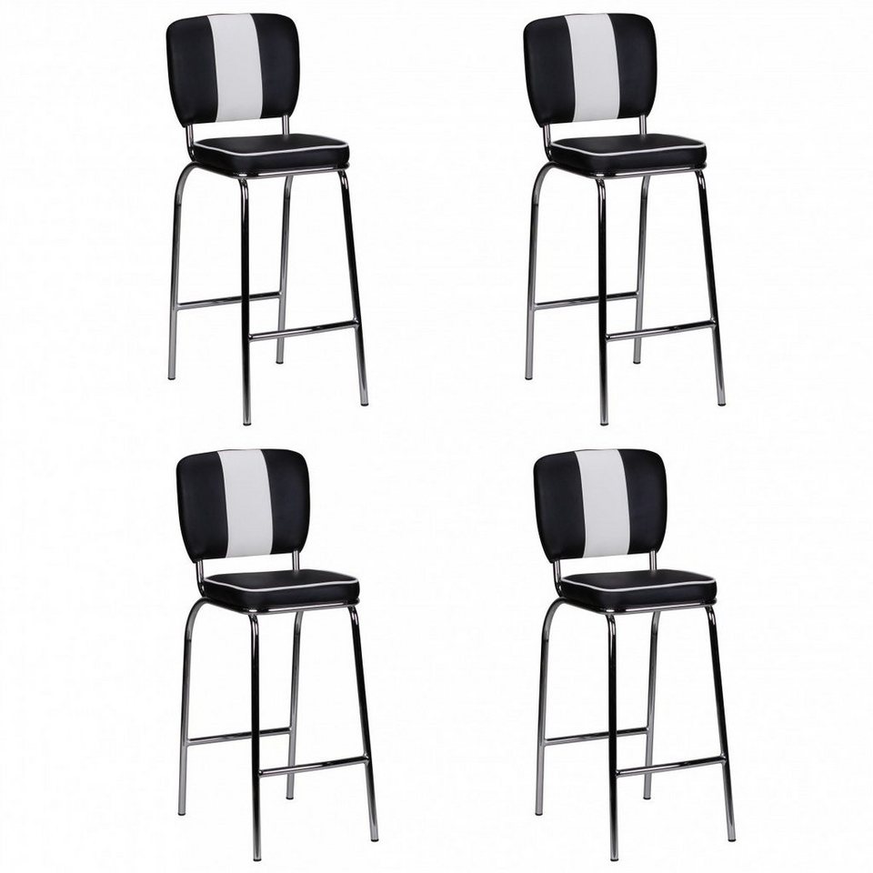 Finebuy Barhocker Suva27904 4er Set American Diner Barstuhl Schwarz