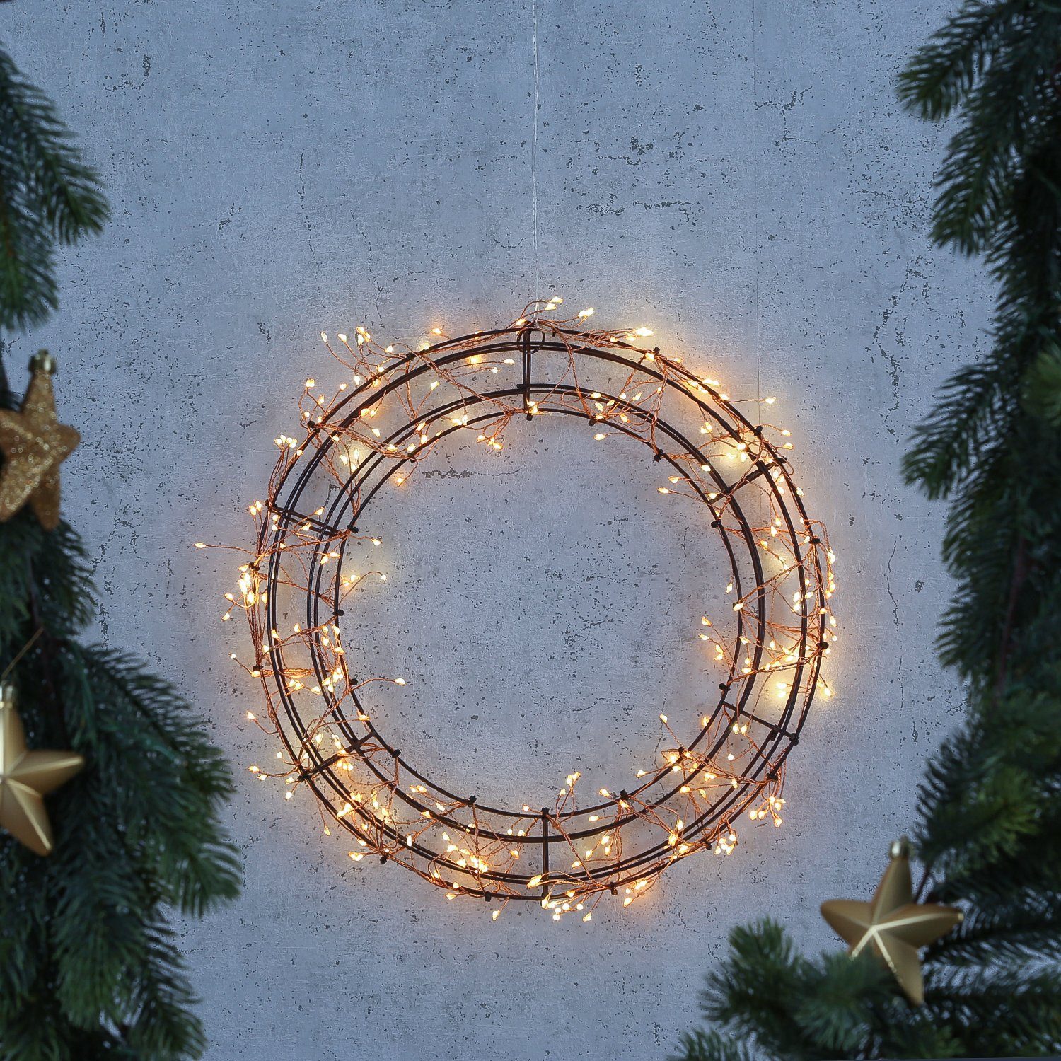 MARELIDA Dekokranz LED Lichtkranz Türkranz Weihnachtskranz Leuchtkranz 38cm outdoor