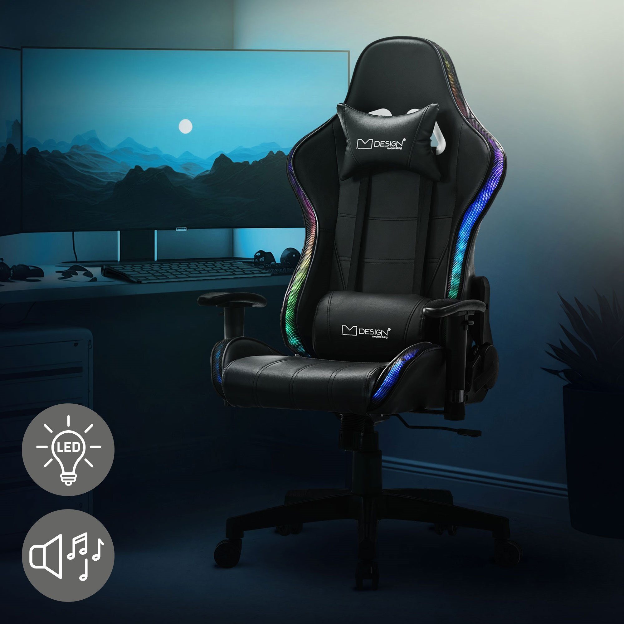 Ml Design Gaming Stuhl Gaming Stuhl Mit Rgb Led Beleuchtung And Bluetooth