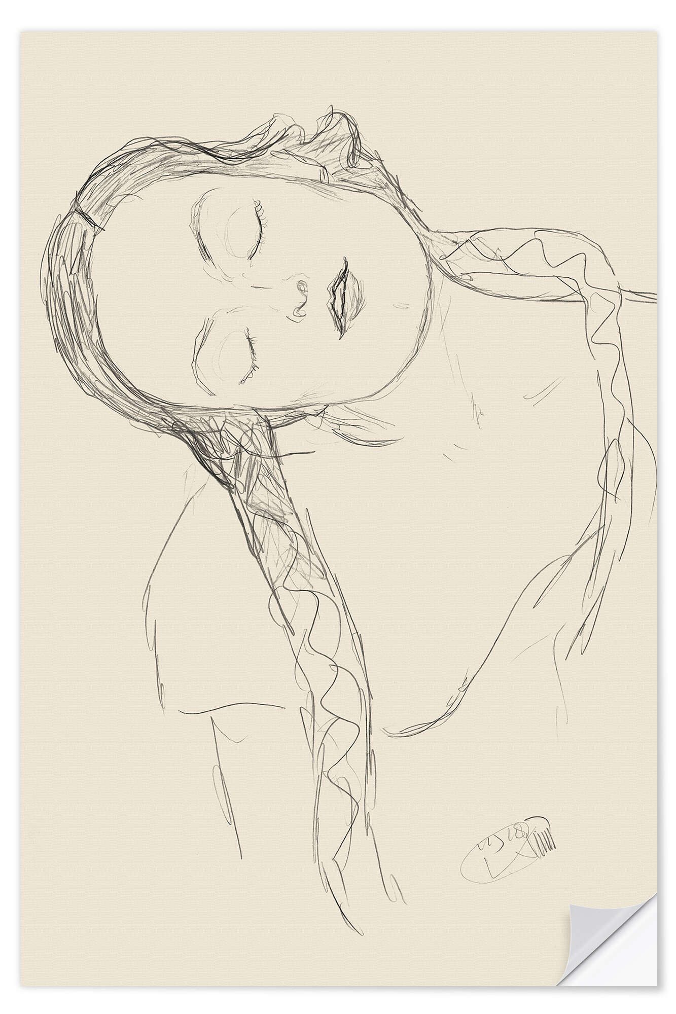 Posterlounge Wandfolie Gustav Klimt Halbfigur Einer Jungen Frau