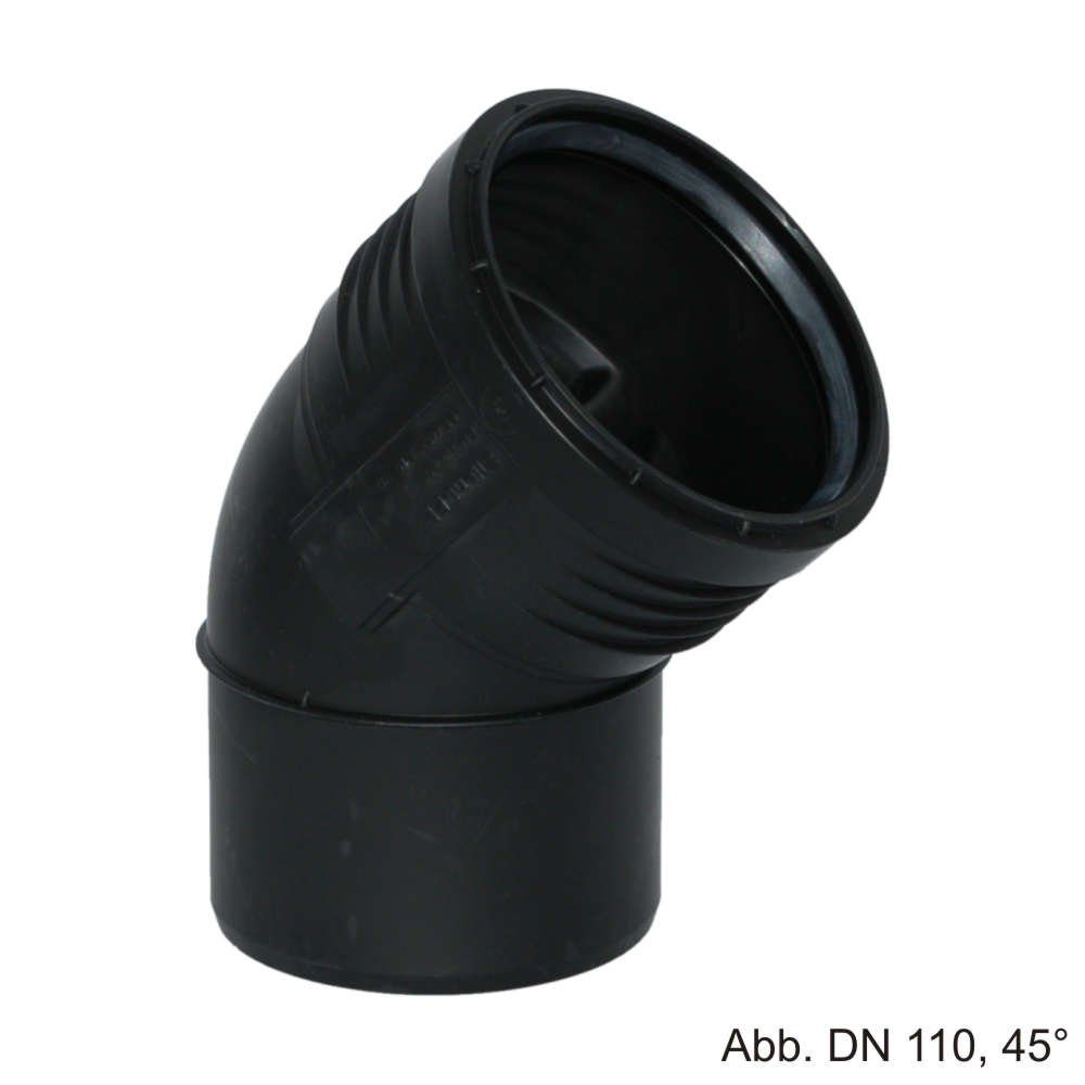 GEBERIT Wasserrohr Geberit Silent-PP Bogen mit 1 Muffe, DN 75-45°