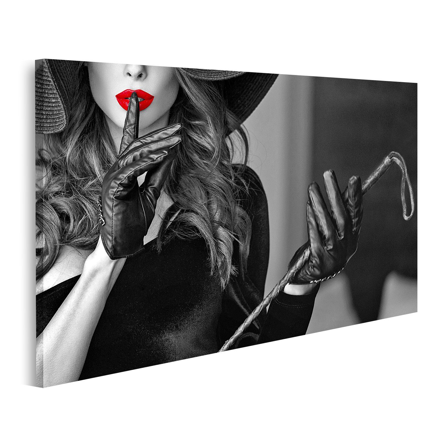 islandburner Leinwandbild »Bild auf Leinwand Sexy Frau Hut Zeigen No Talk Selektive Färbung ...