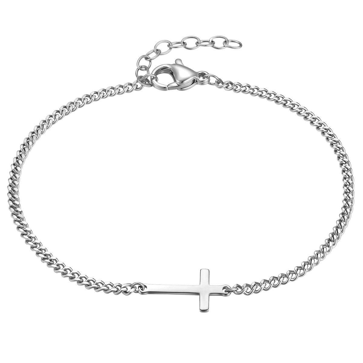 True Rebels Edelstahlarmband Kreuz silber