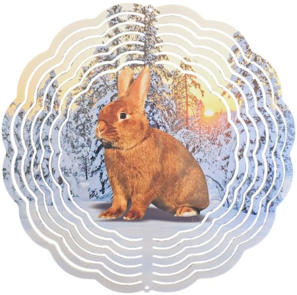 Ladreas Windspiel Edelstahl 3D Windspiel Windspinner 20cm Rassekaninchen Sachsengold WI1, Klangspiel