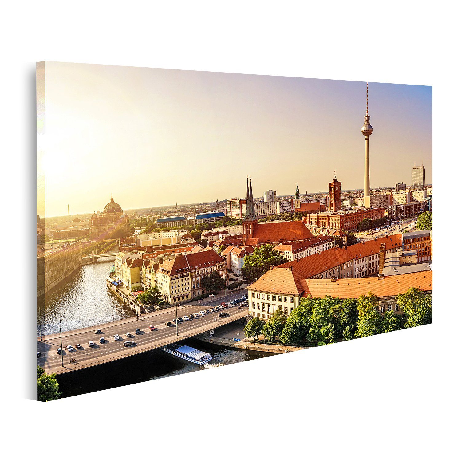 islandburner Leinwandbild Bild auf Leinwand Panoramablick Auf Berlin Mit Rathaus Und Fernsehturm