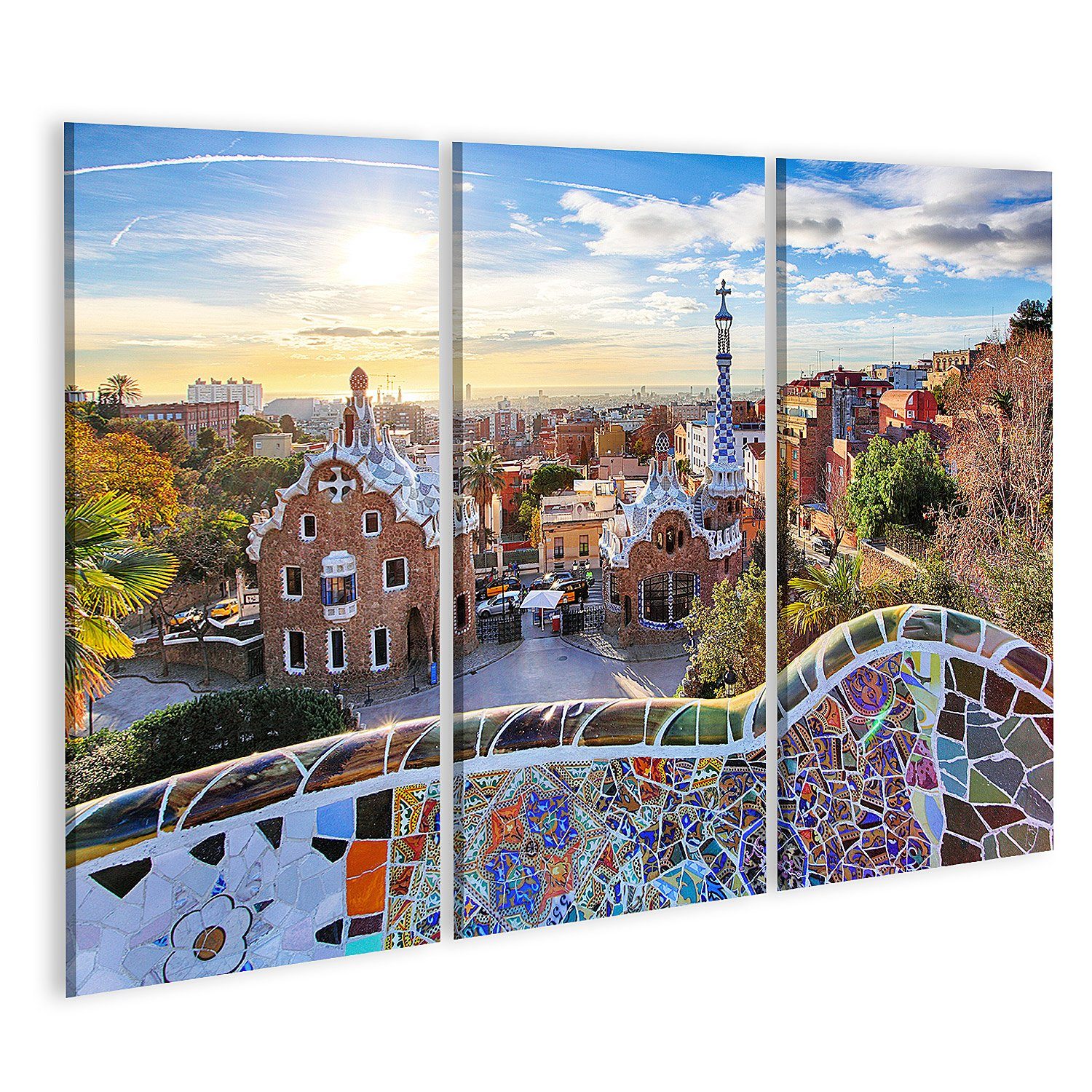 islandburner Leinwandbild Bild auf Leinwand Barcelona Park Guell Spanien Wandbild Poster Kunstdr