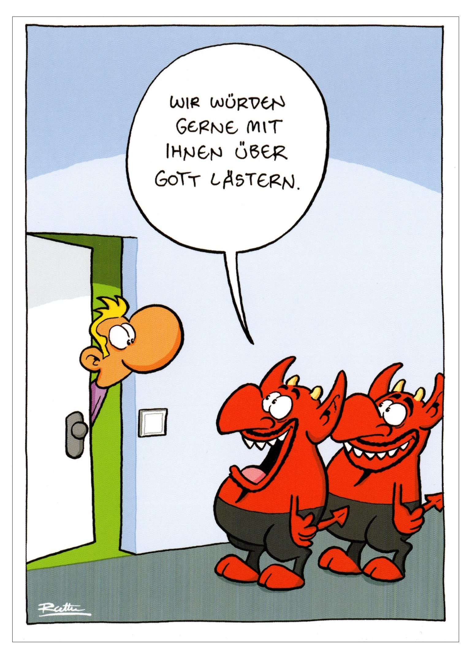 Postkarte Cartoon-Postkarte Ralph Ruthe "Wir würden gerne mit Ihnen über Go ..."