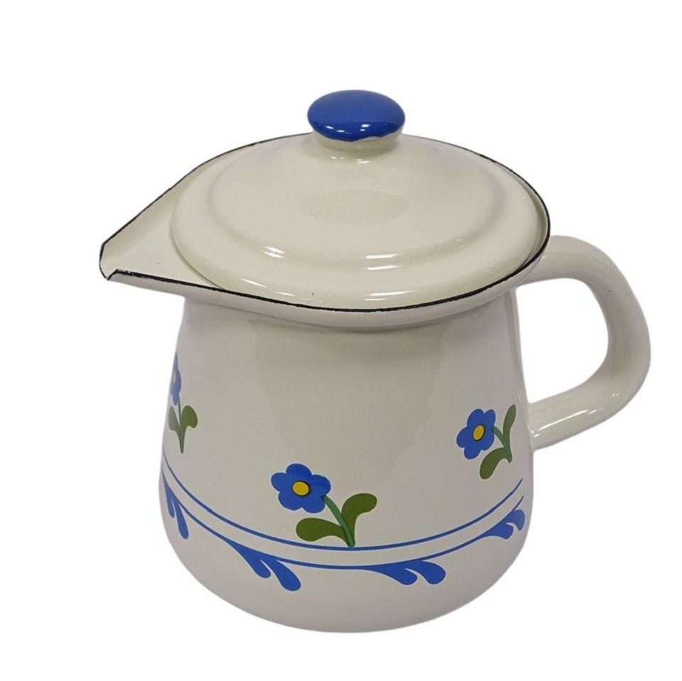 Linoows Kanne Emaille Sahnekännchen Mit Deckel Milch Kännchen 04
