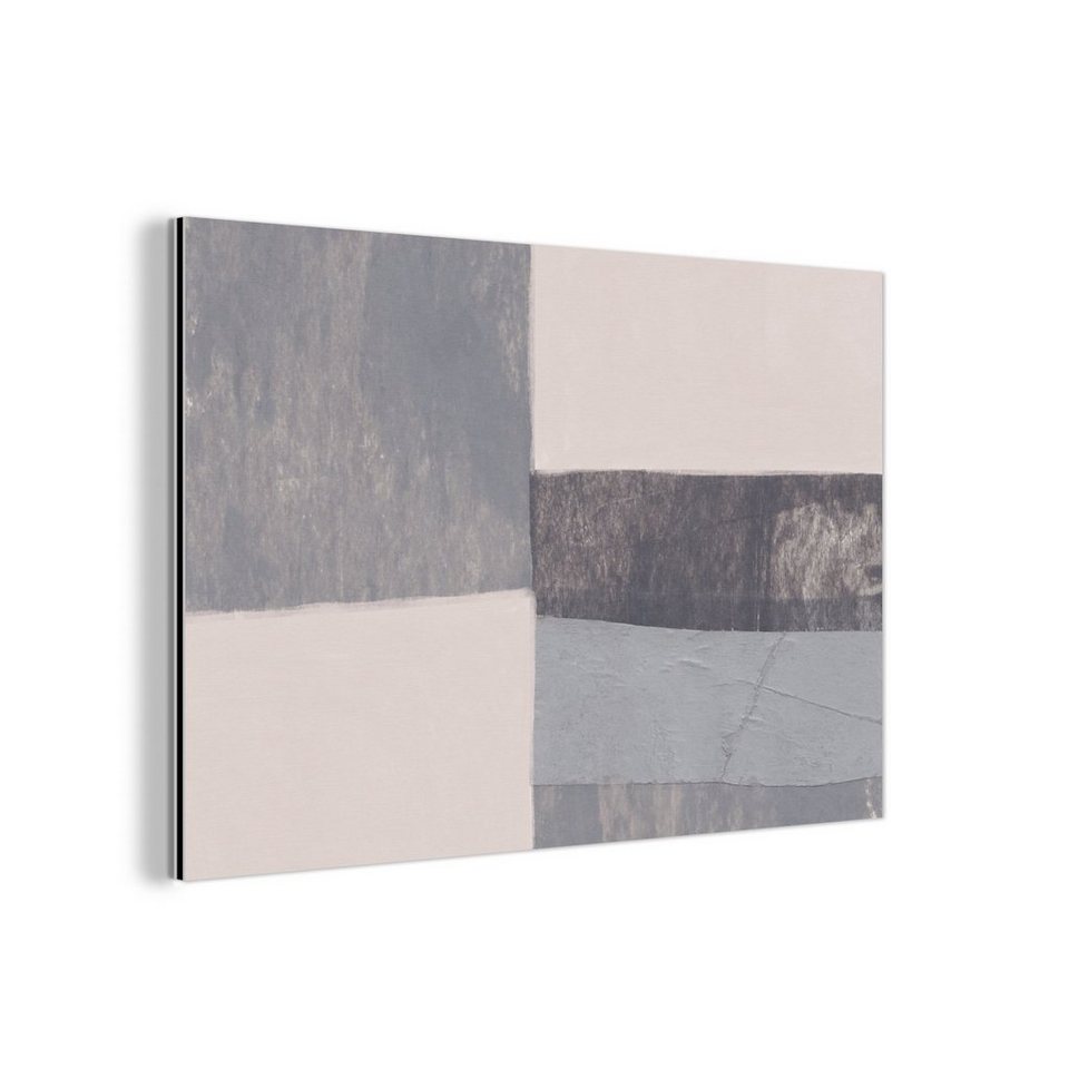 Muchowow Metallbild Geometrie Formen Grau Würfel 1 St