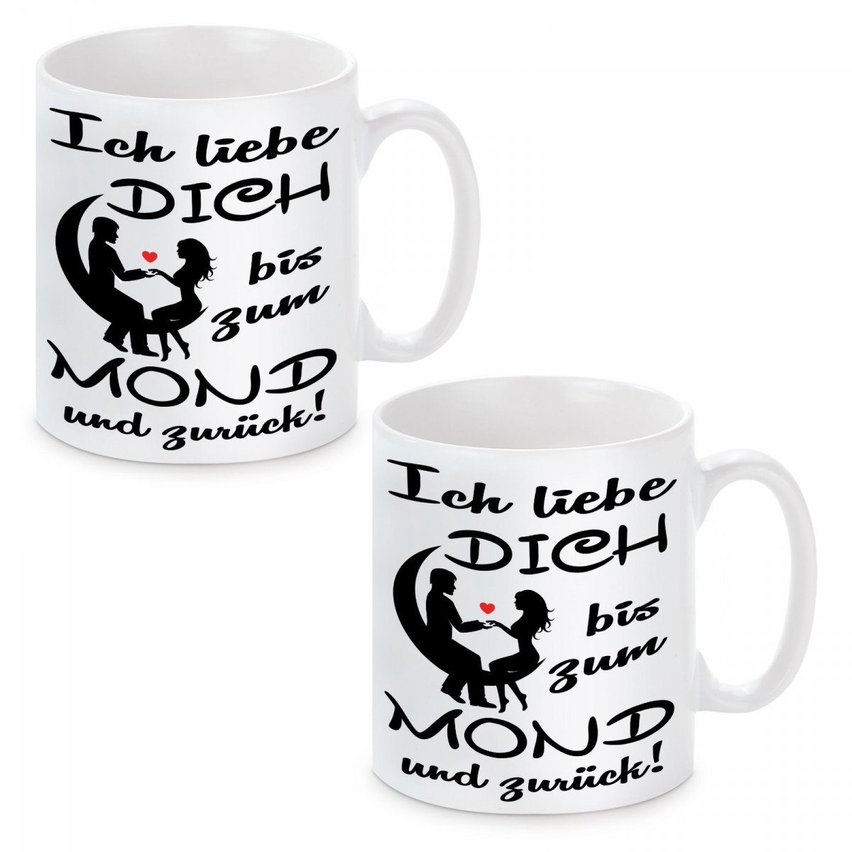 Herzbotschaft Tasse Kaffeebecher 2er Set Mit Motiv Ich Liebe Dich Bis