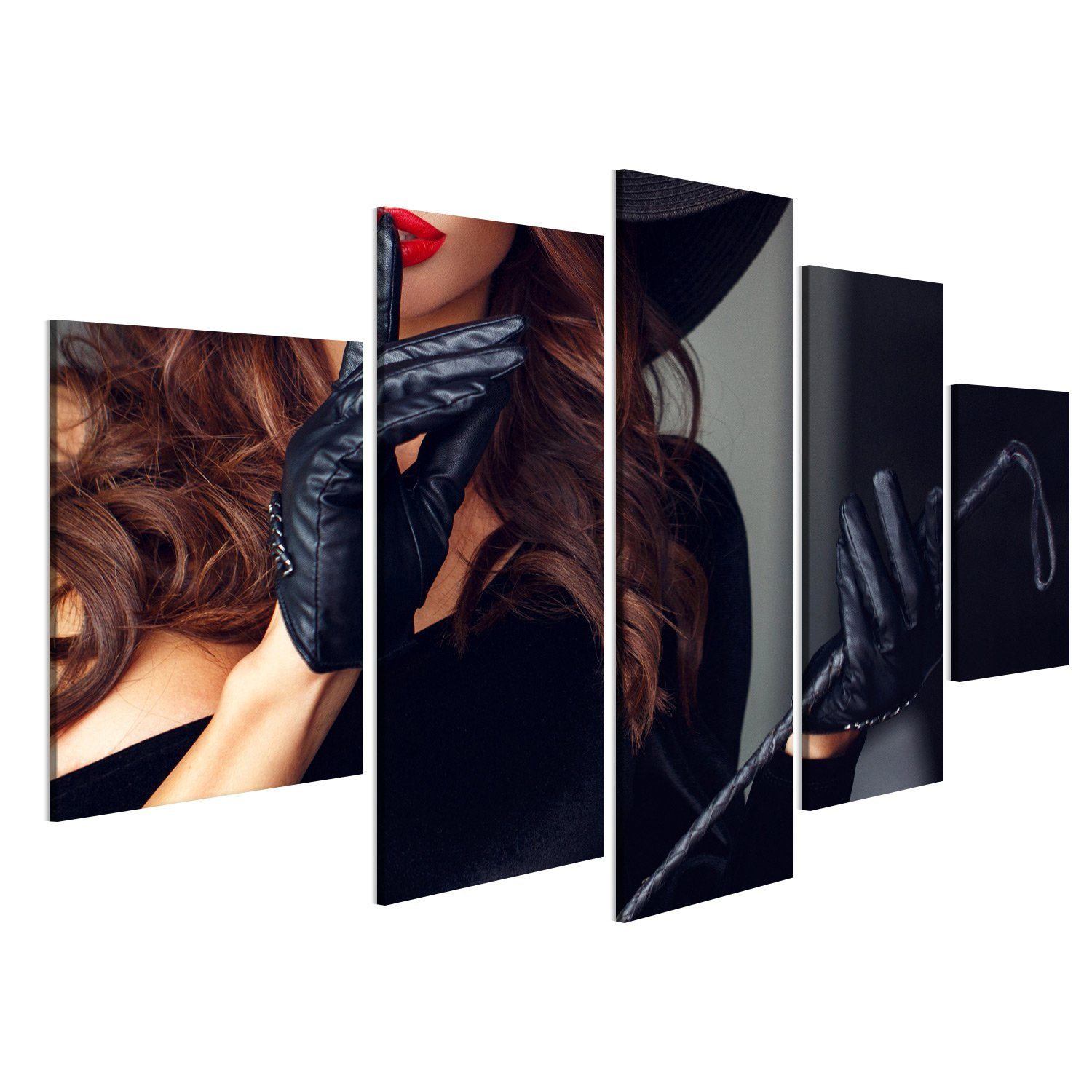 islandburner Leinwandbild »Bild auf Leinwand Sexy Dominante Frau Zeigt Nicht Reden Bdsm Wandbild ...